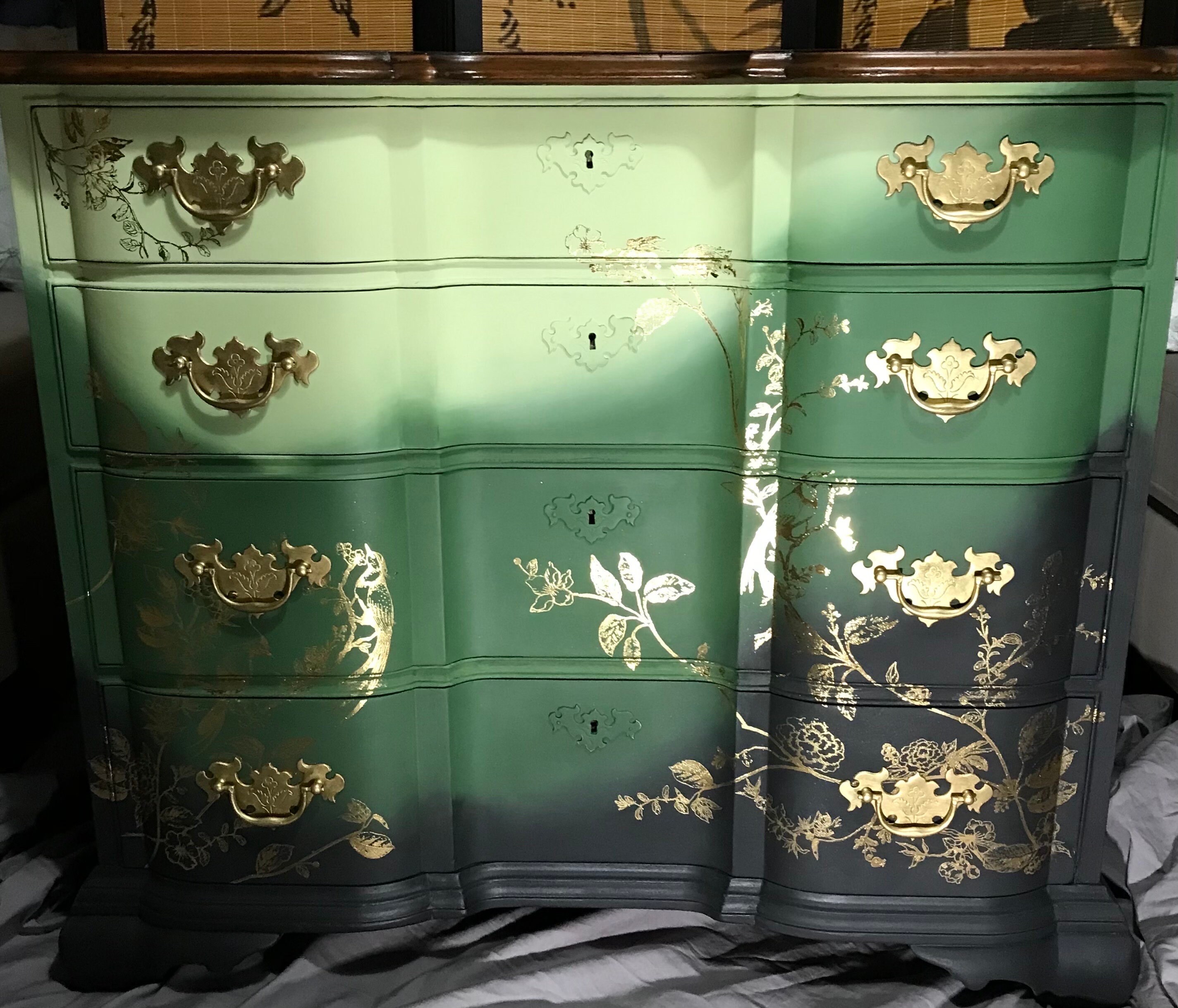 SOLD Example Of: Antique Block Front Chest of Drawers Hand Painted With ...