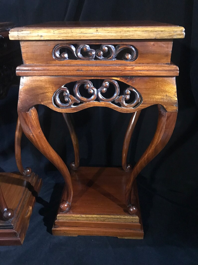 Antique Hand Carved Side Tables - Etsy