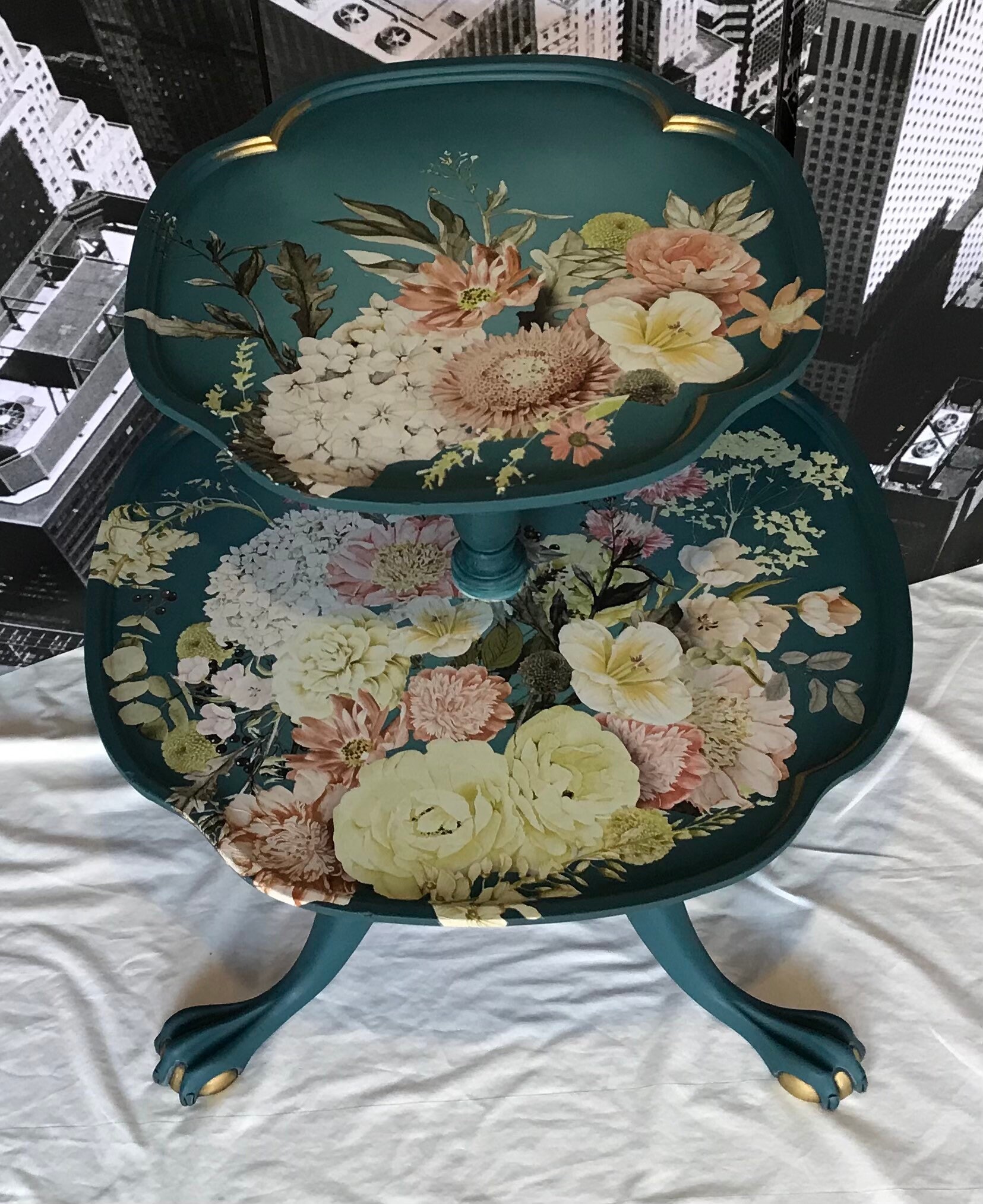 Two Tier Round Table With Claw Feet - Etsy