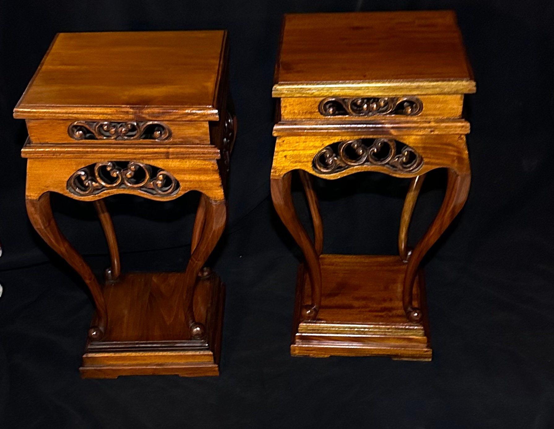 Antique Hand Carved Side Tables - Etsy