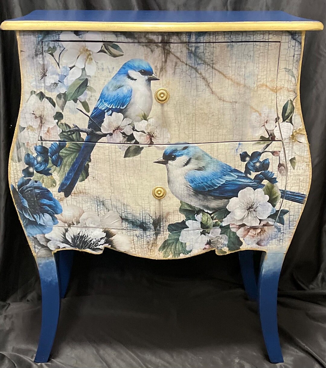 Small Bombay Style Chest With Blue Bird and Floral Designs - Etsy
