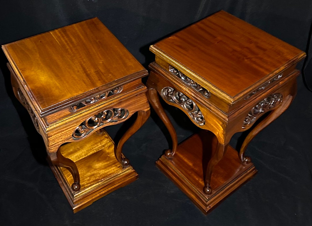 Antique Hand Carved Side Tables - Etsy