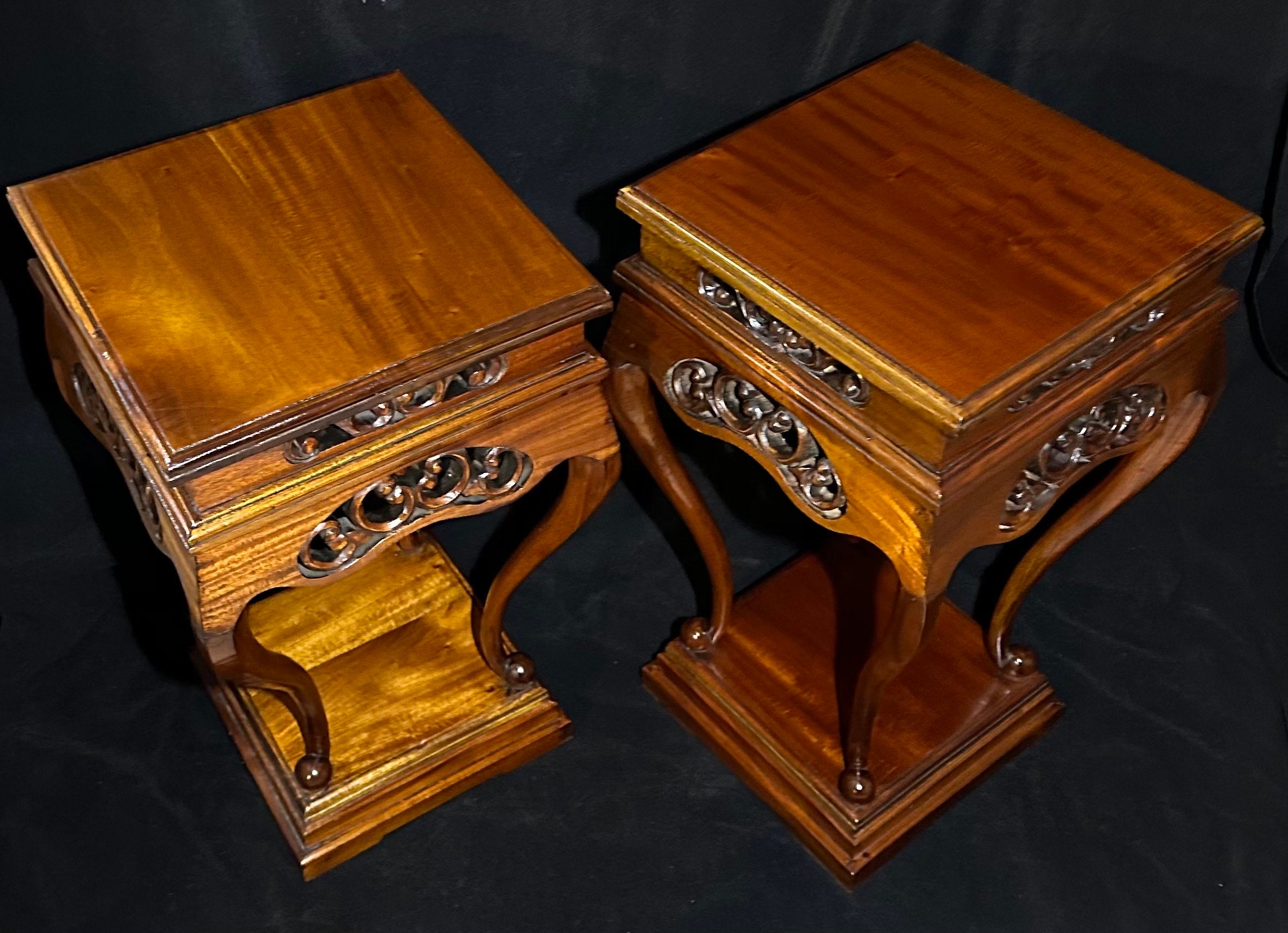 Antique Hand Carved Side Tables - Etsy