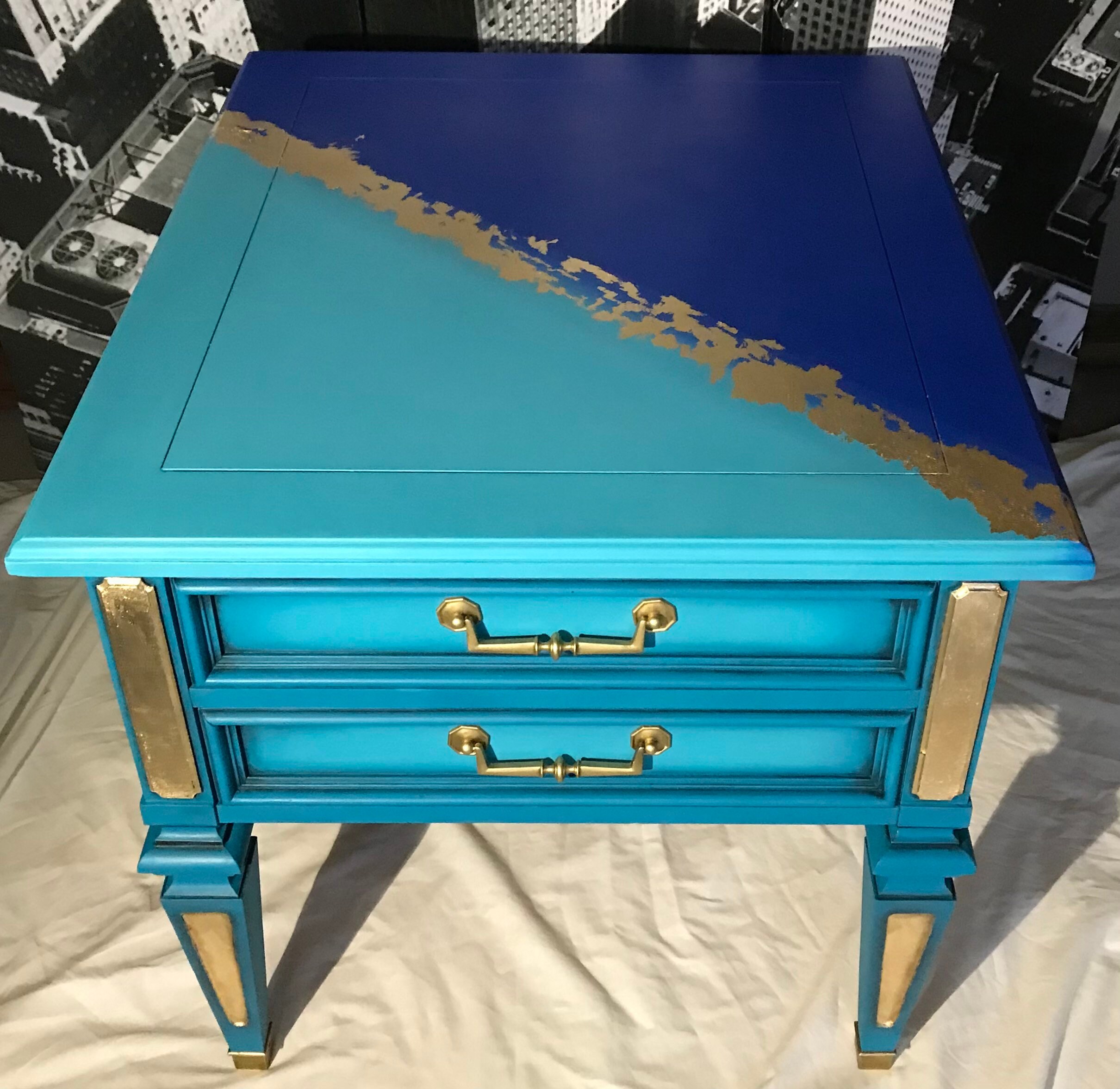 Hand Panted, Hammary Side Table, Painted With Bright Beach Colors - Etsy