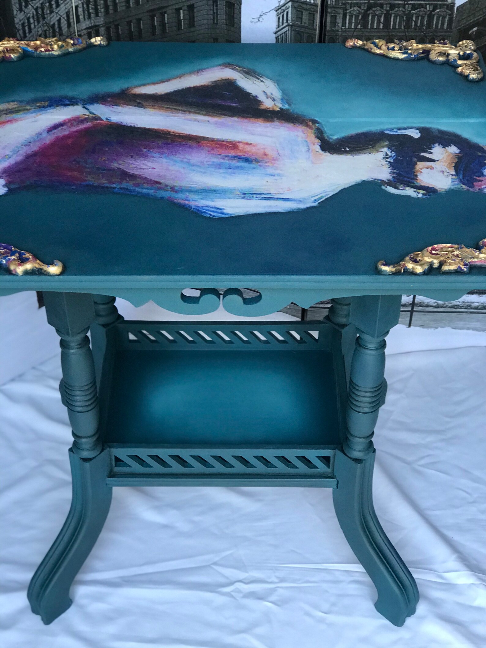 Hand Painted Two Tier Antique Table - Etsy