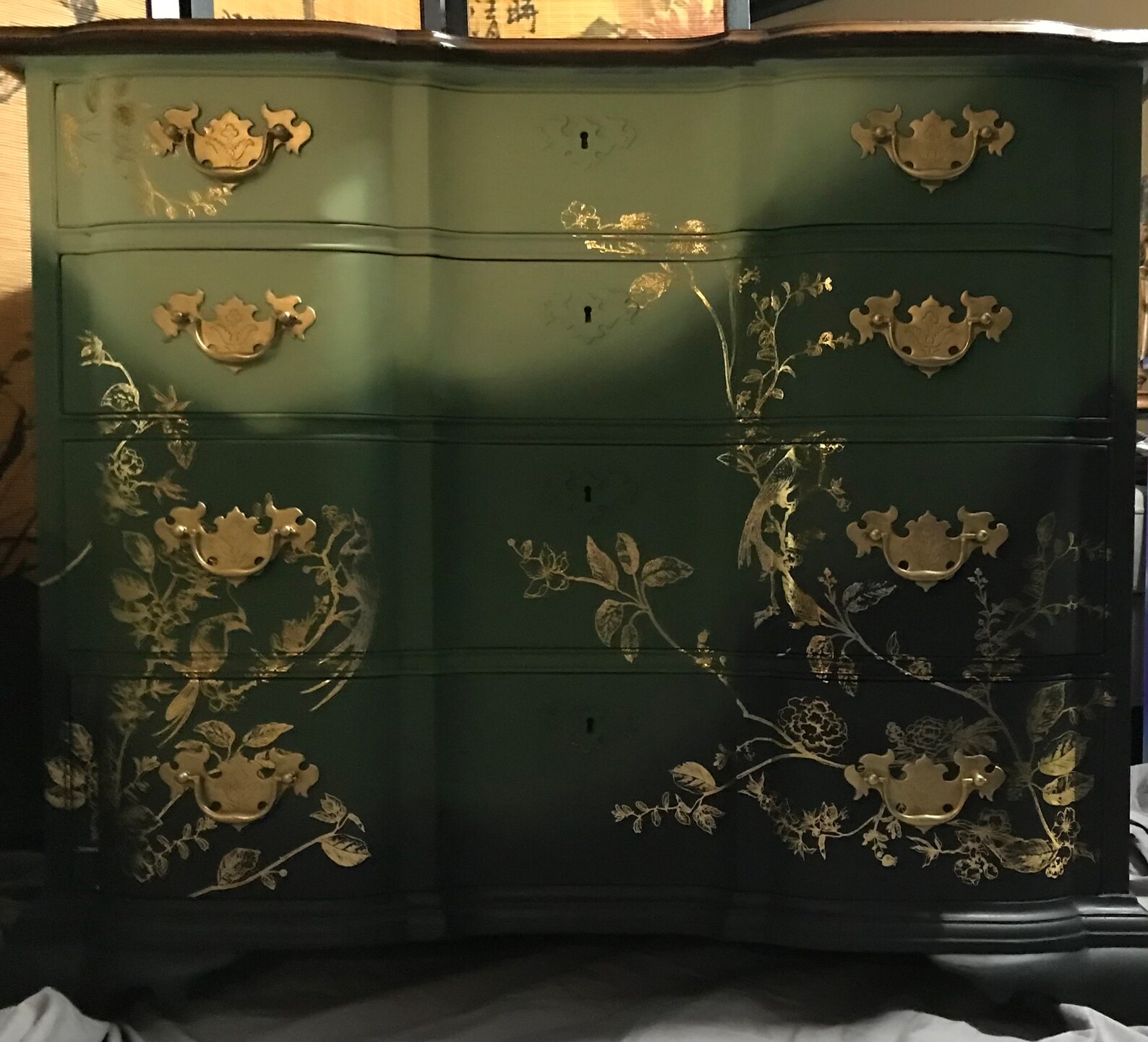 SOLD* Example Of: Antique Block Front Chest of Drawers Hand Painted ...