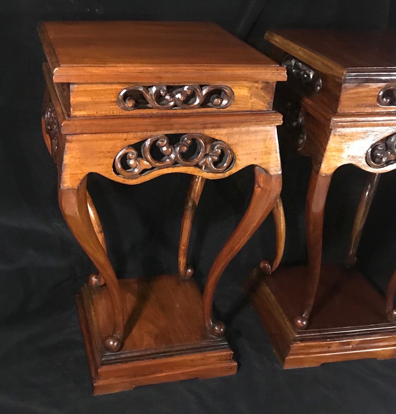 Antique Hand Carved Side Tables - Etsy