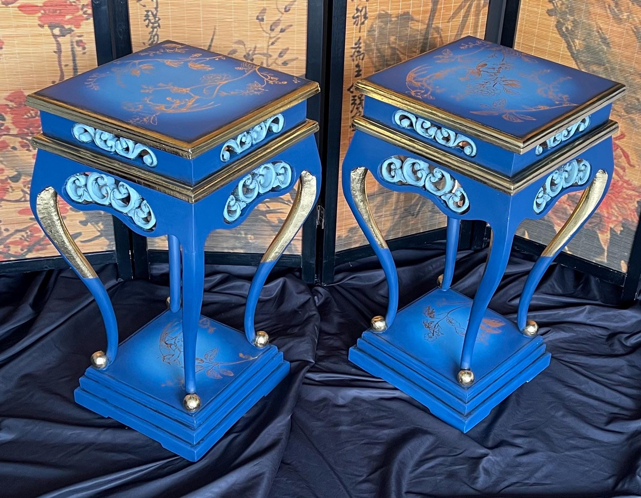 Antique Hand Carved Side Tables - Etsy