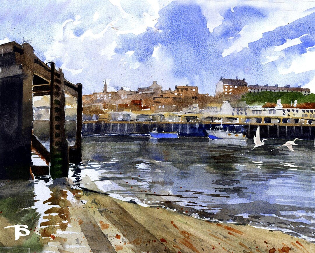 Fish Pier, Whitby. an Original Watercolour 365 - Etsy