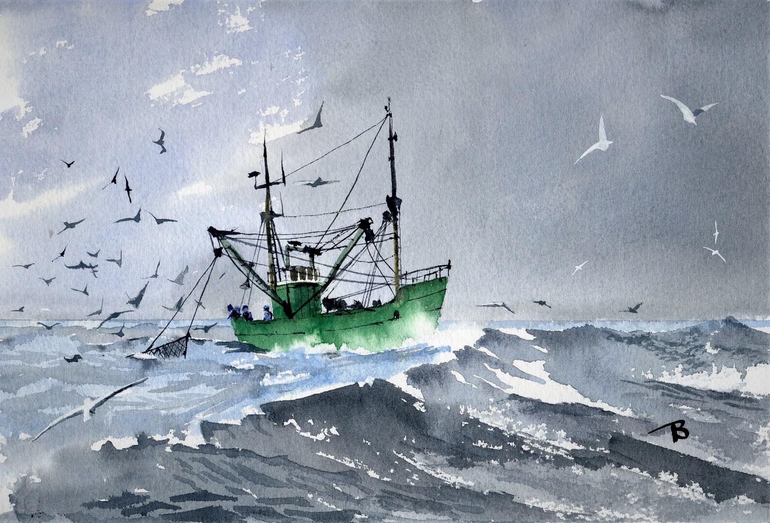 Whitby Trawler. A Giclee Print Size A4 - Etsy