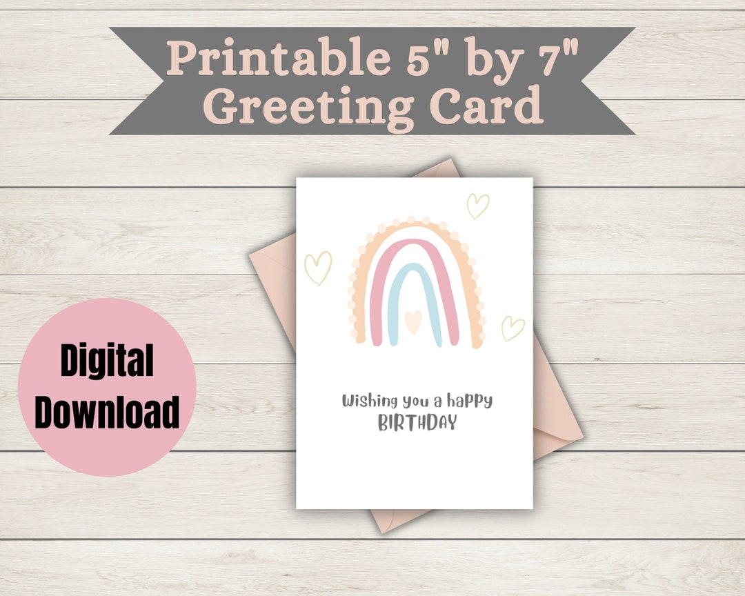 Happy Birthday Rainbow Printable Greeting Card - Etsy