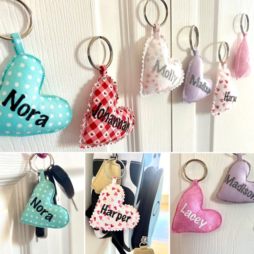 Personalized Plush Heart Keychains, Cute Fabric Luggage Tags, Backpack ...