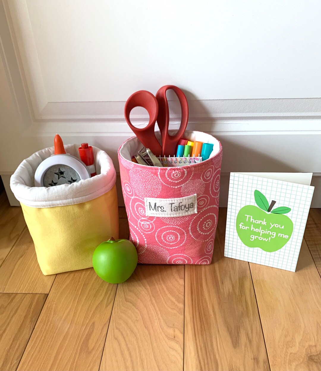Personalized Desk Storage Organizer, Teacher Gift, School Supplies Bin ...