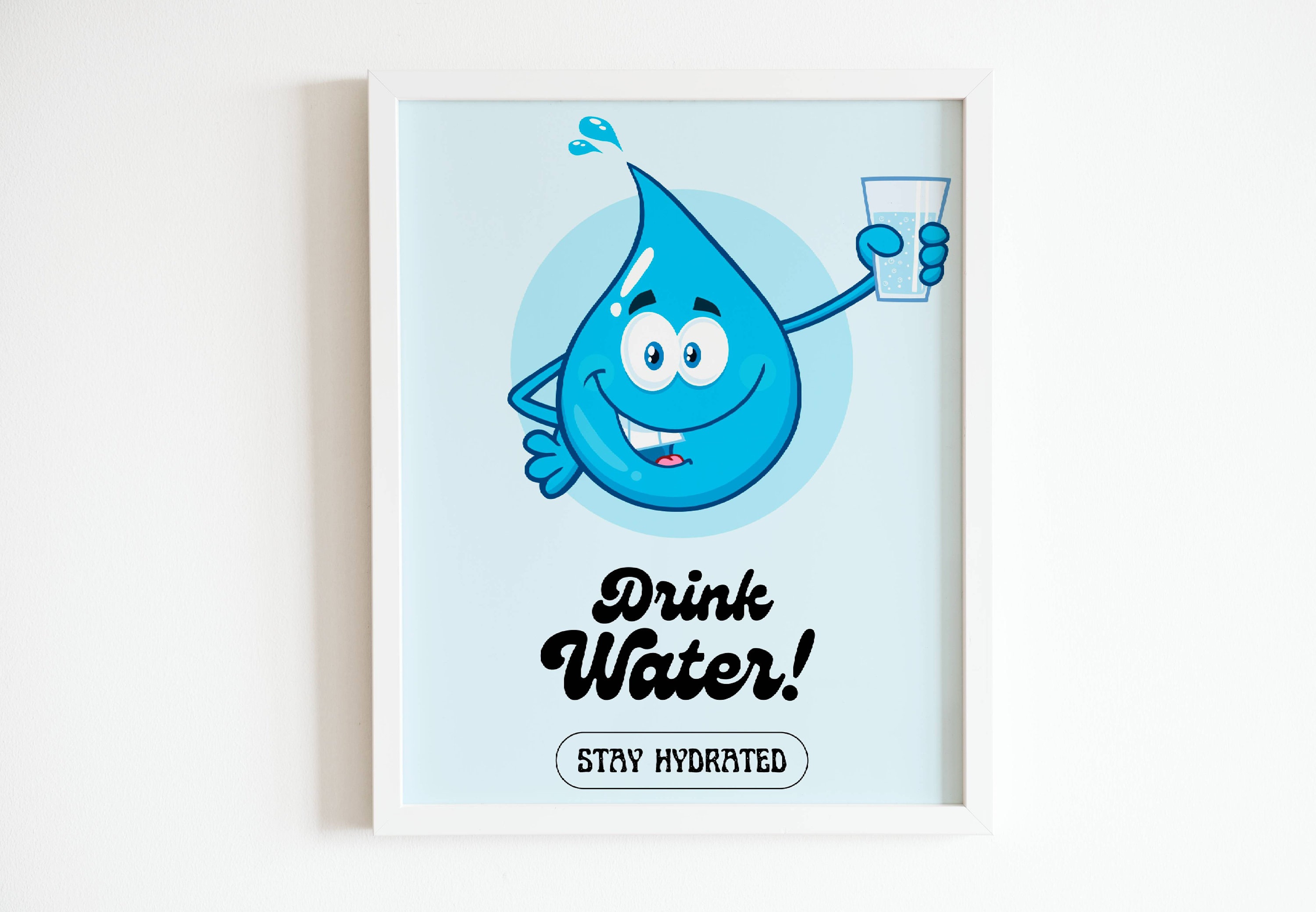 Drink Water Printable Art Retro Poster Retro Character - Etsy