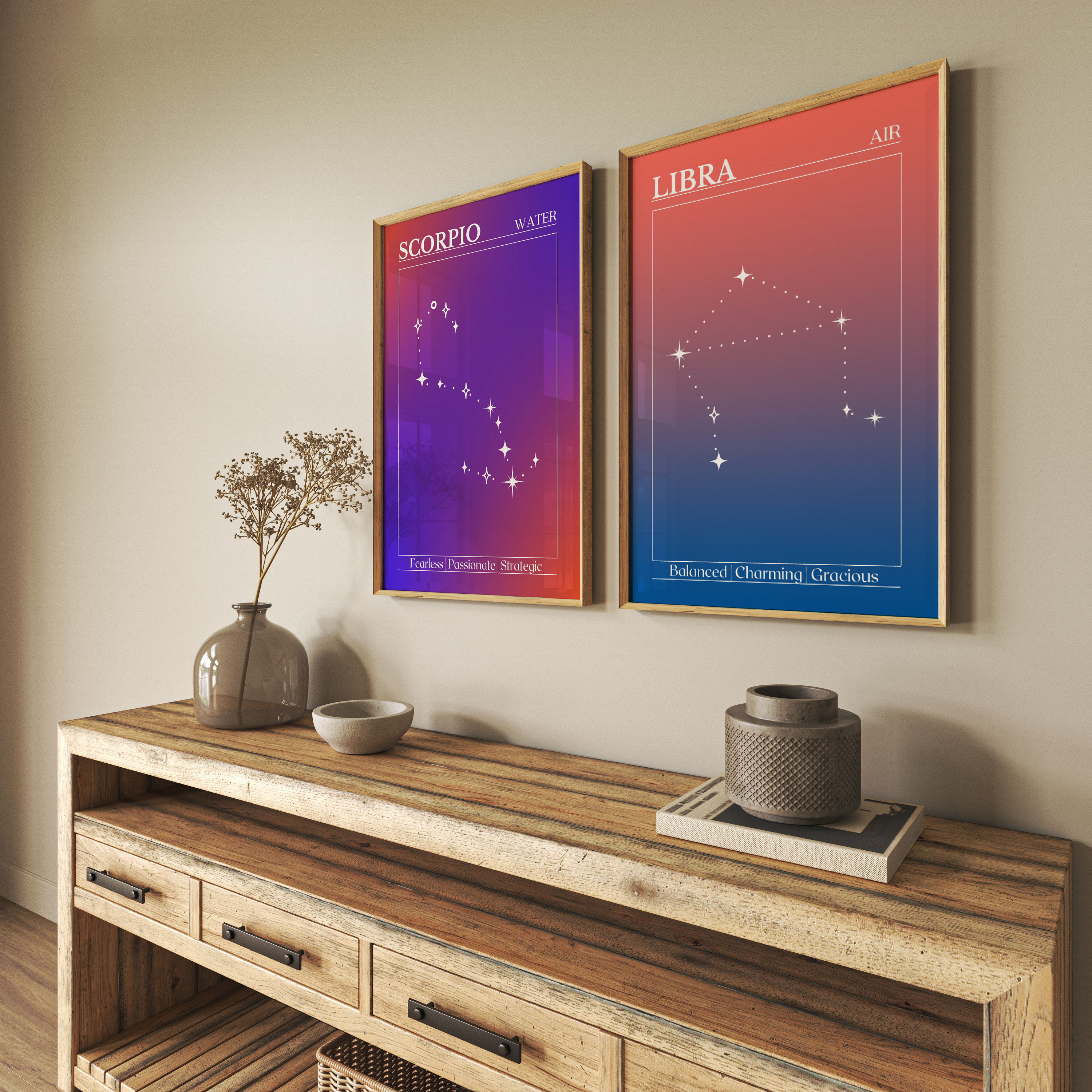 Libra Art, Zodiac Poster, Libra Gift, Star Sign Decor, Zodiac Aura ...