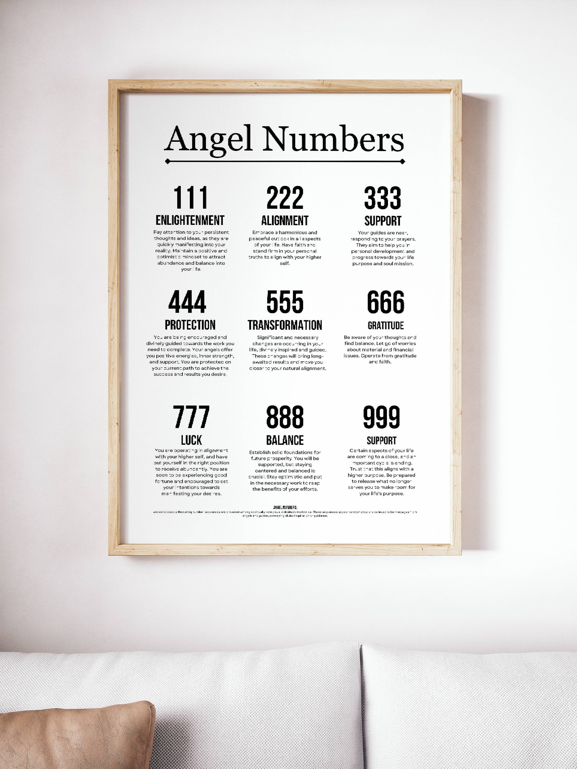 Angel Numbers Poster : Digital Download Print 111 222 333 - Etsy