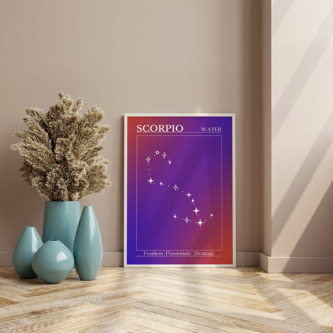 Scorpio Wall Art Print, Zodiac Poster,star Sign Decor, Zodiac Aura ...