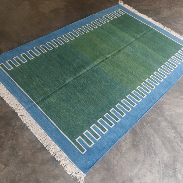 Blue Dhurrie Rug - Etsy