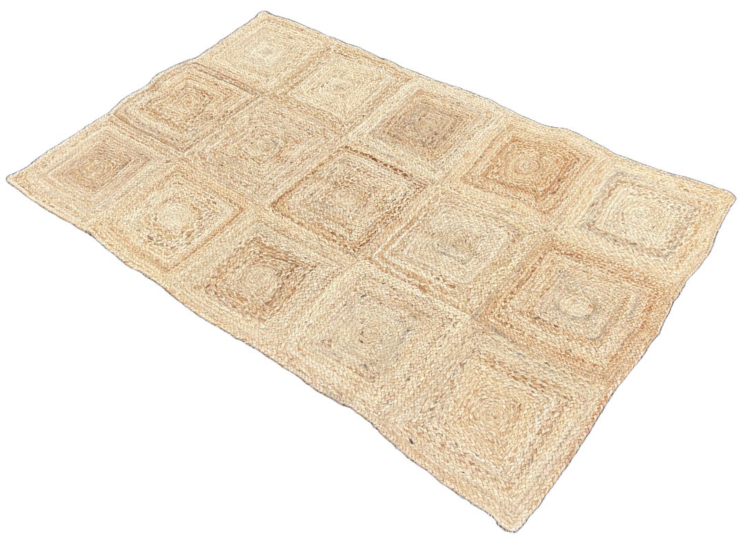 Natural Jute Rug Jute Braided Rug Bohemian Jute Rectangular Boho Décor ...