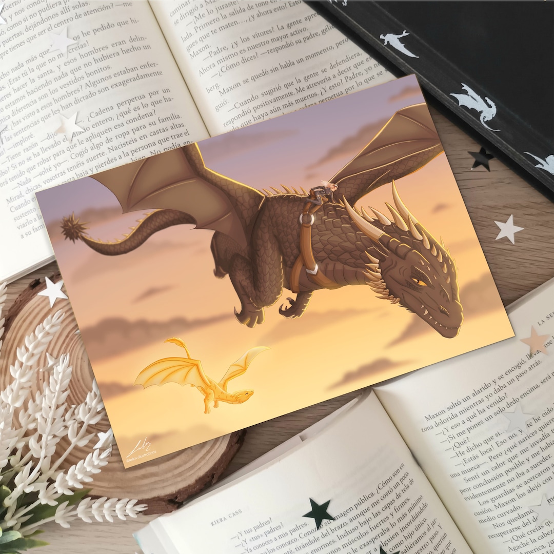 Violet Riding Tairn & Andarna fourth Wing Print and Bookmark - Etsy
