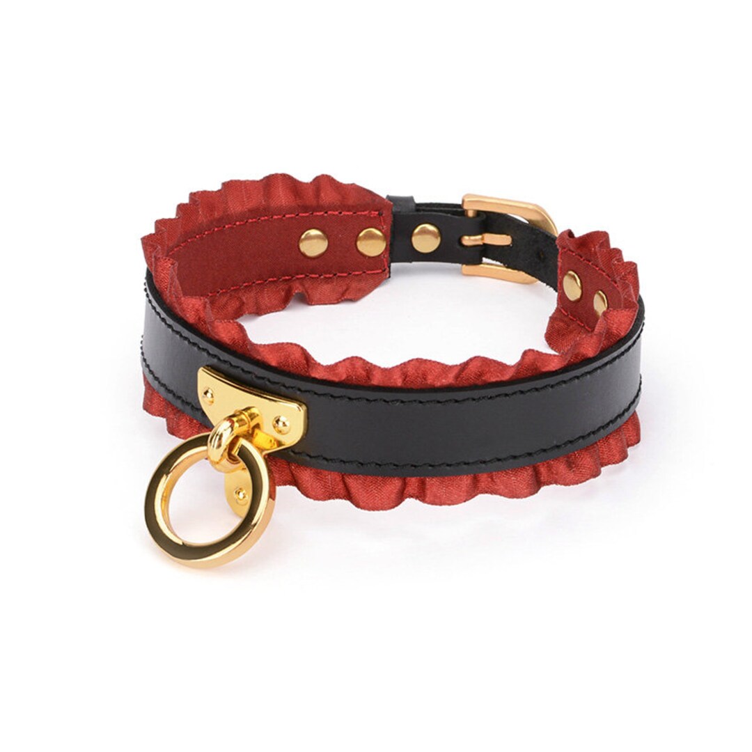 Vintage Leather Collar and Leash Maid Cosplay Collar Choker ...