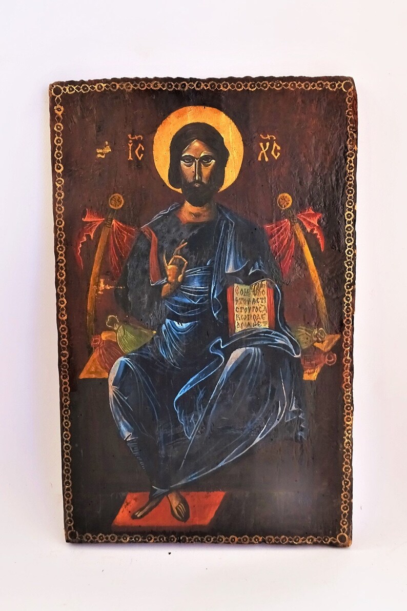 Jesus Christ Pantocrator on the Throne Hand Painted Orthodox - Etsy