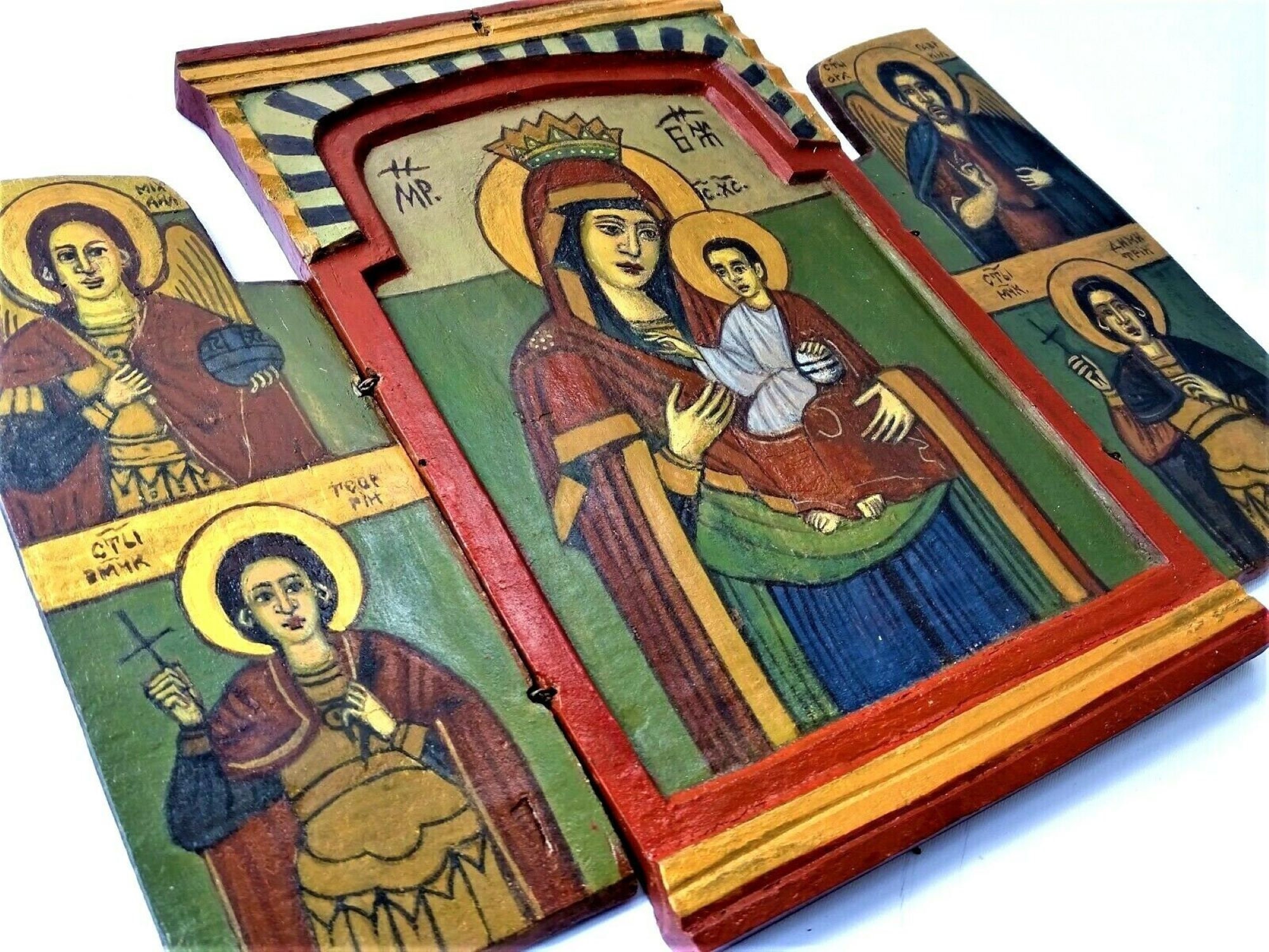 Authentic Antique Russian Orthodox Triptych Wooden Icon 18th ...