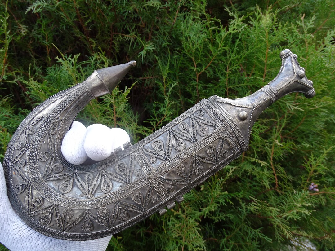 Antiker Dolch, türkischer, islamischer Silber-Jambiya, osmanischer ...