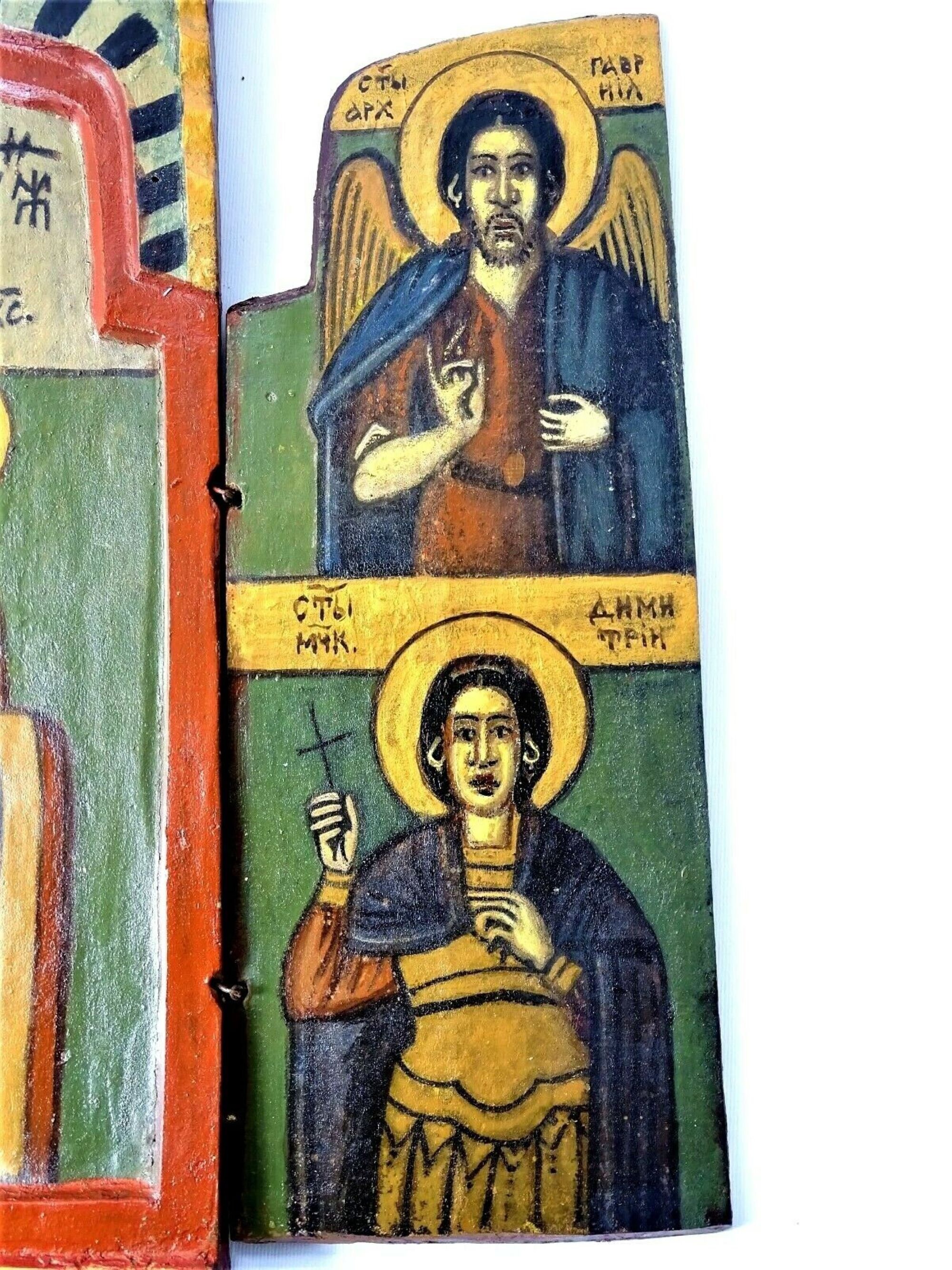 Authentic Antique Russian Orthodox Triptych Wooden Icon 18th Centuryrestored Triptych,virgin and ...