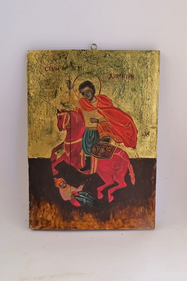 Hand Painted Orthodox Icon: Saint Dimitar, Gold Leaf on Wood - Etsy