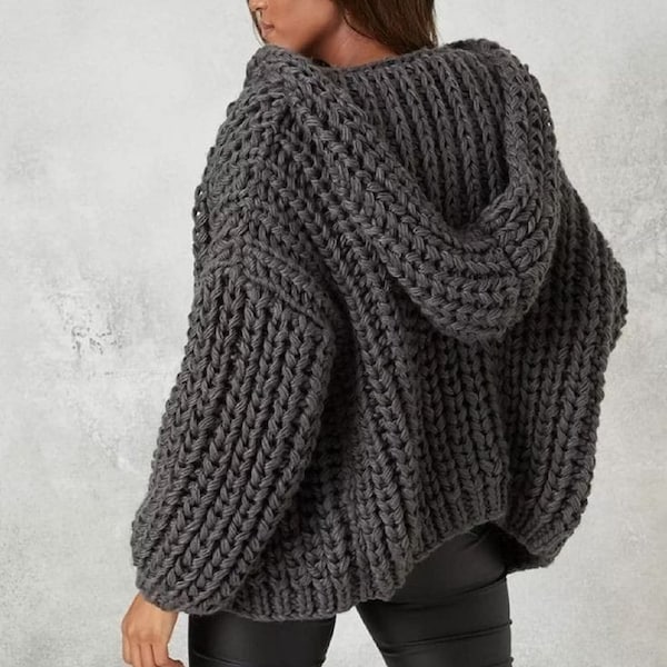 Chunky Hand Knit Crop Jacket - Etsy UK