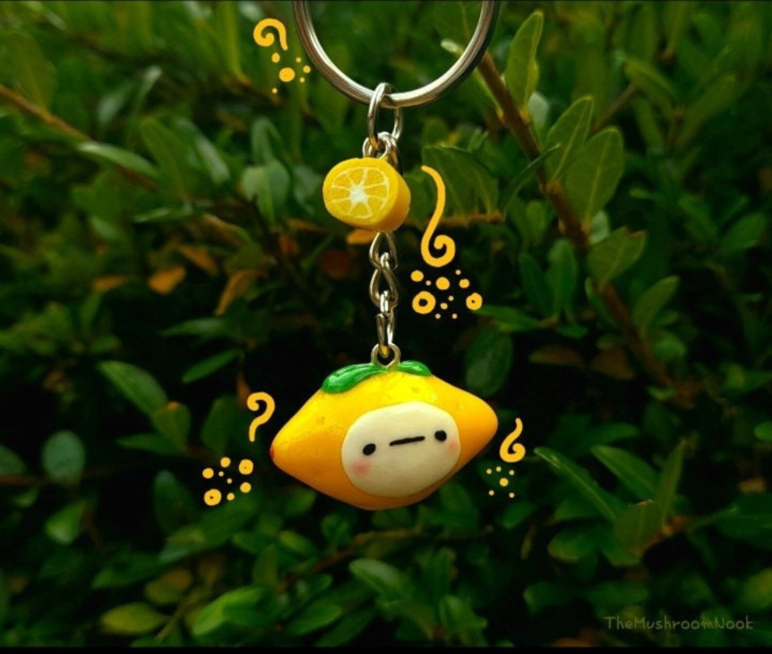 Lemon Kitty Keychain Cat Polymer Clay Handmade Cute - Etsy