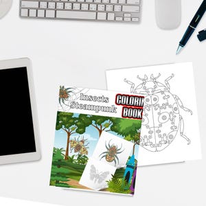 30 Pages Insects Steampunk Coloring Book, Steampunk Coloring, Cute ...