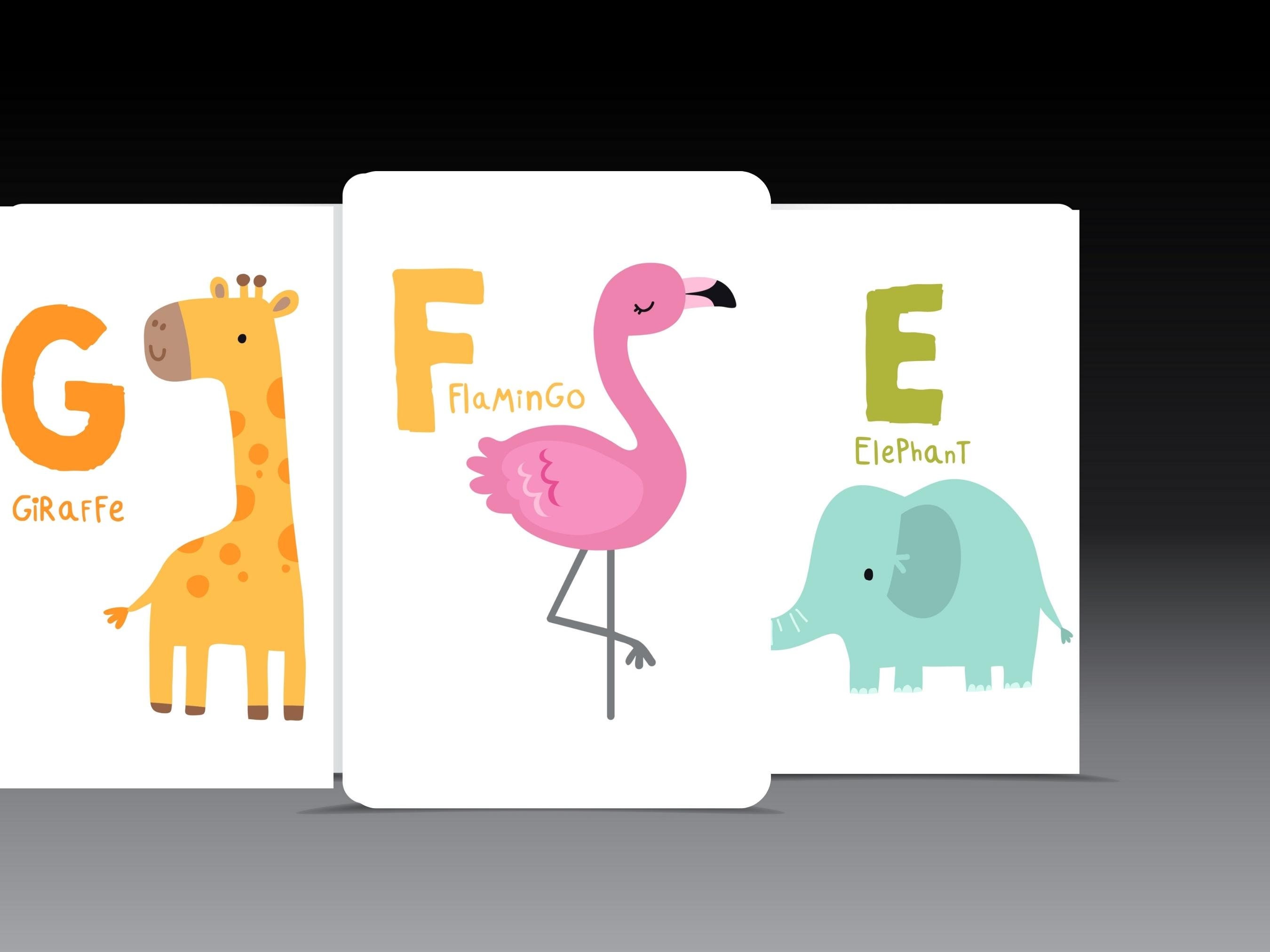 Animals Alphabet Flash Cards, Educational Letter Flash Card ,school ...