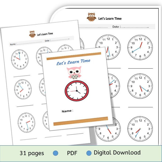 Telling Time Clock, Telling Time Worksheet ,31 Pages Lets Learn Time ...
