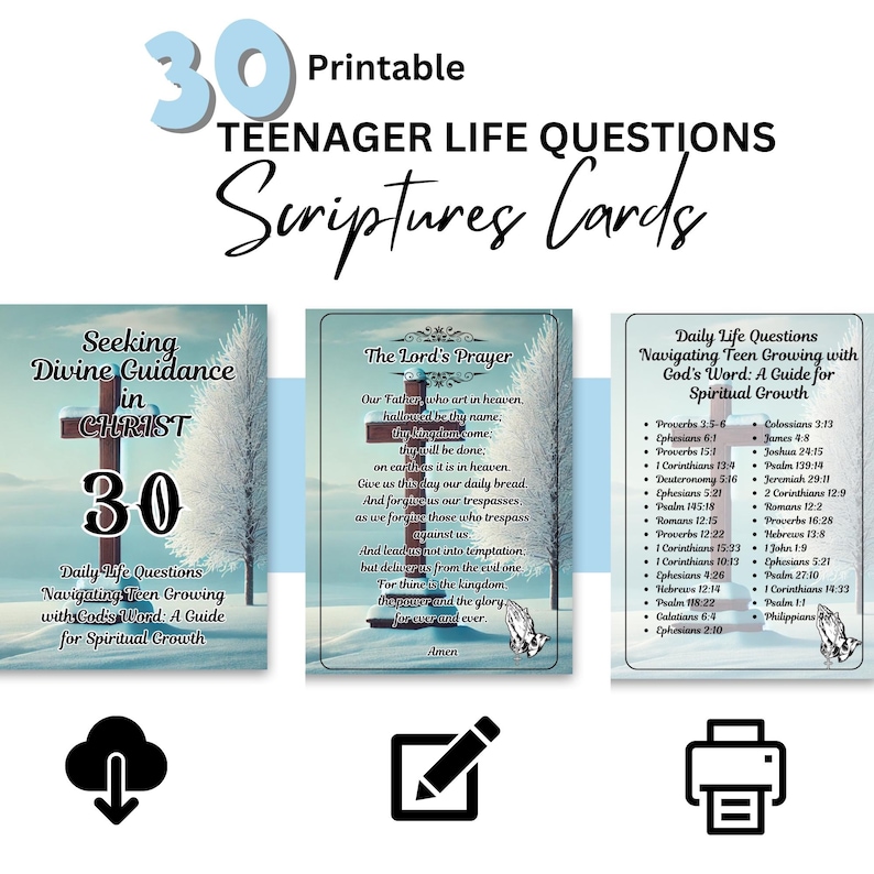 30 Cards Scripture Card Teen, Printable Scripture Christian Gift, Bible ...