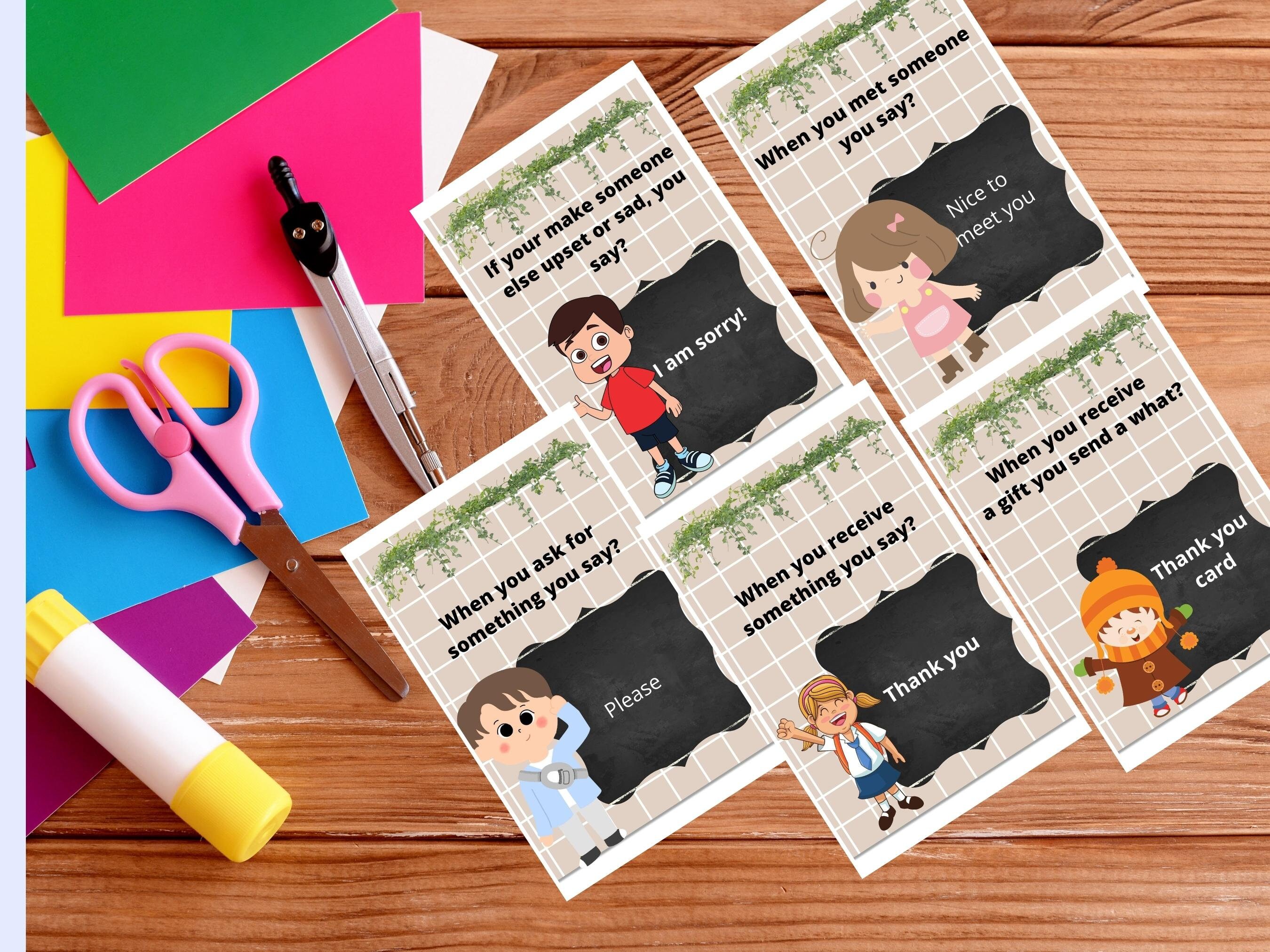 Flash Cards for Toddlers Manners Early Education First Words - Etsy