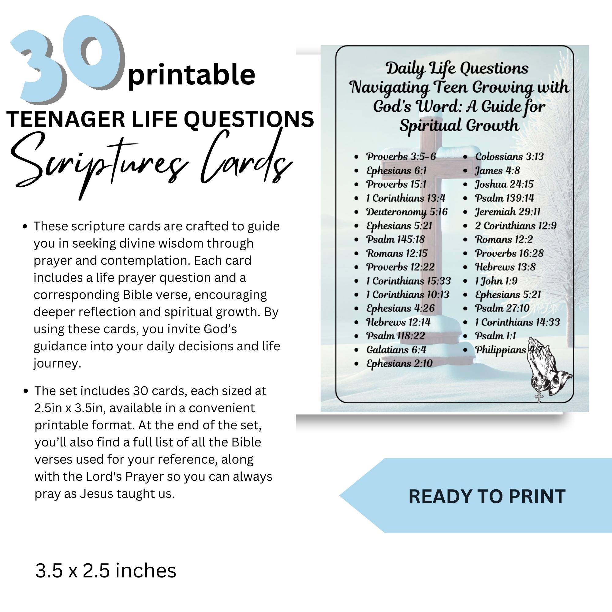 30 Cards Scripture Card Teen, Printable Scripture Christian Gift, Bible ...