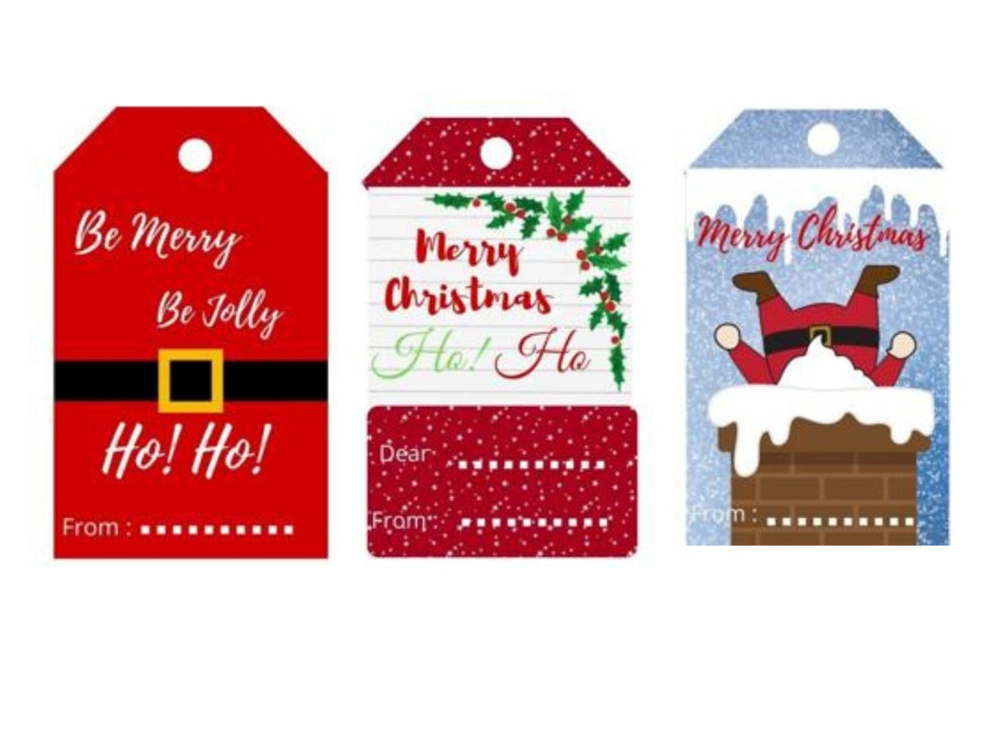 Christmas Gift Label, Editable Christmas CANVA Favor Tag Template ...
