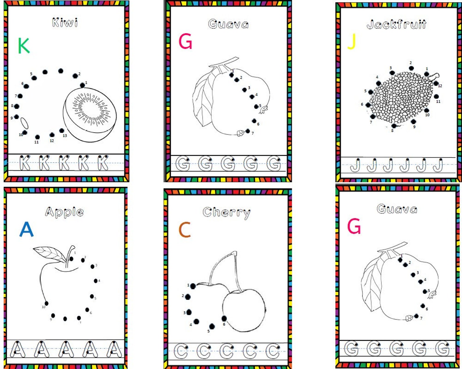 26 Alphabet Fruits Vegetable Tracing Alphabet Worksheet - Etsy