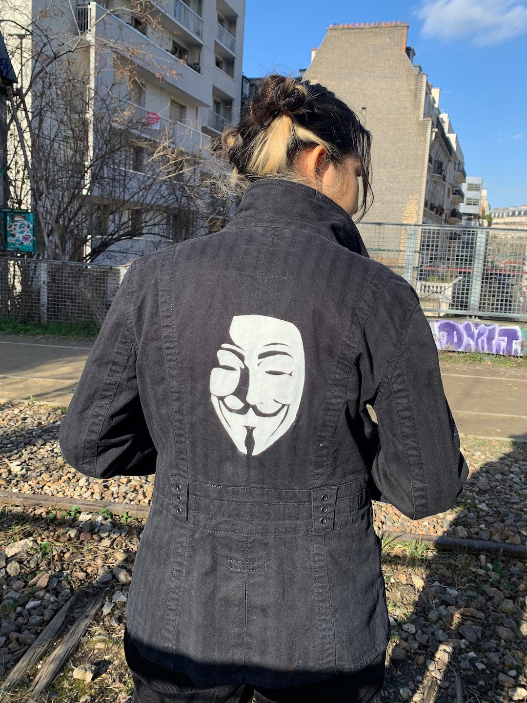Custom Anonymous Jacket Hand Painted With Acrylics - Etsy