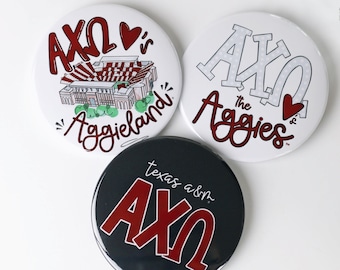 Alpha Chi Omega Texas Tech Game Day Tailgate Buttons Game Day Pin ...