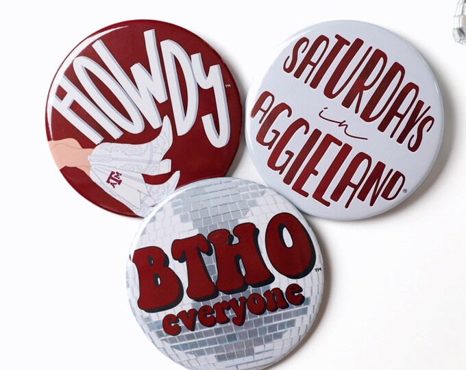 TEXAS A&M Maroon Game Day Tailgate Buttons Game Day Pins College ...