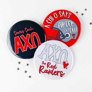 Alpha Chi Omega Texas Tech Game Day Tailgate Buttons | Game Day Pin ...