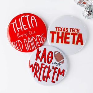 Kappa Alpha Theta Texas Tech Greek Game Day Tailgate Buttons | Game Day ...