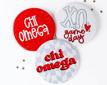 Chi Omega Texas Tech Greek Game Day Tailgate Buttons Game Day Pin ...
