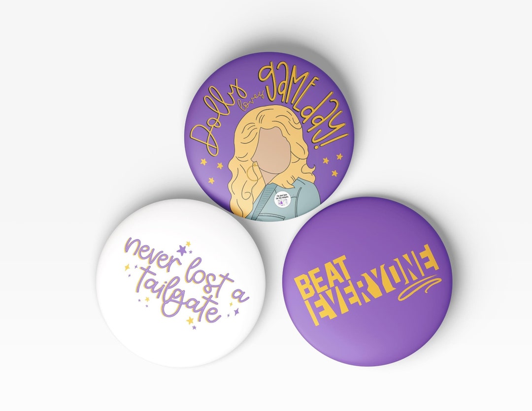 Purple & Gold Game Day Tailgate Buttons | Game Day Pins | College ...