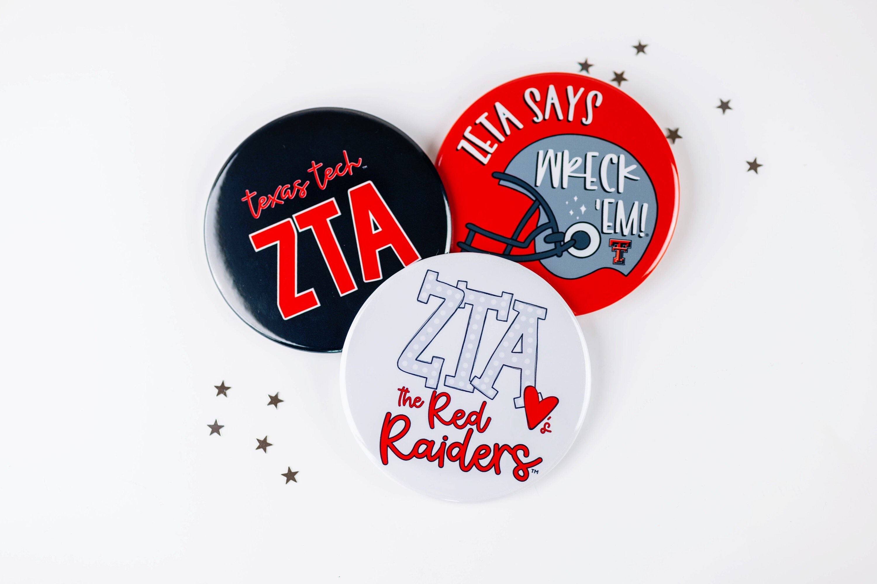 Zeta Texas Tech Greek Game Day Tailgate Buttons | Game Day Pins ...