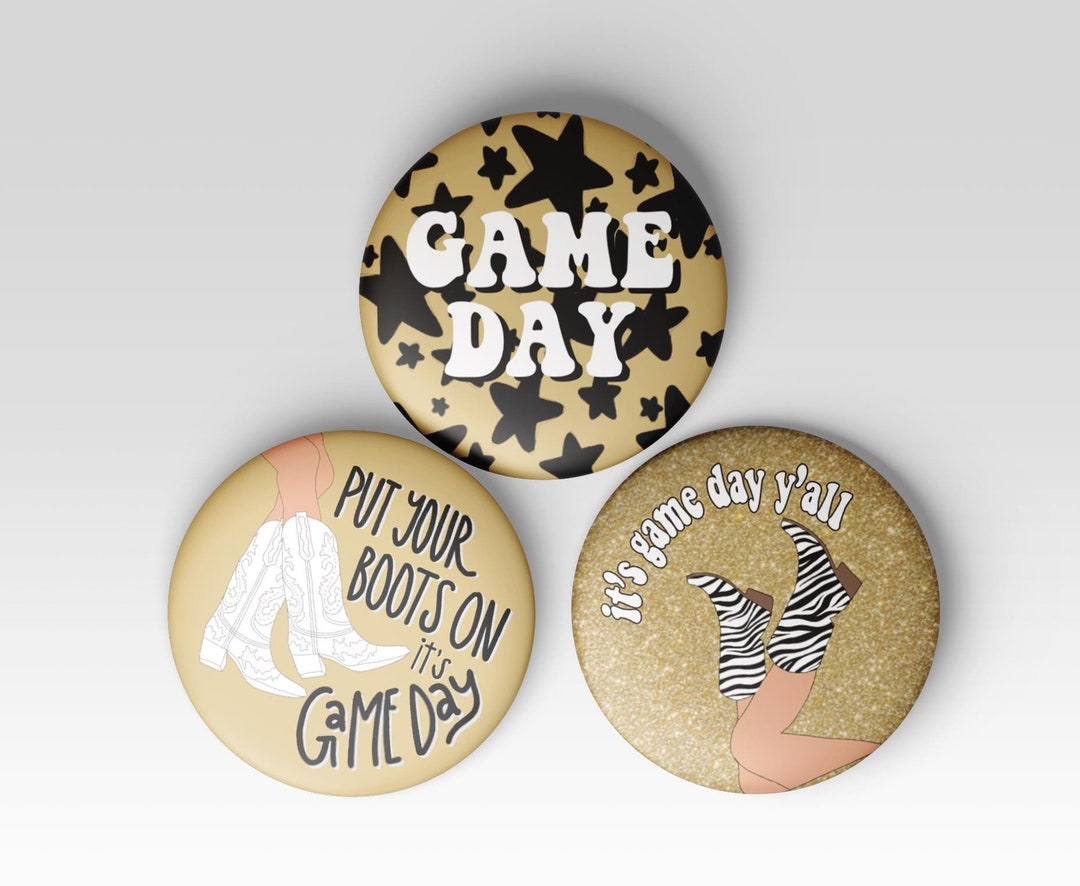 Gold Game Day Tailgate Buttons | Game Day Pins | College Football ...