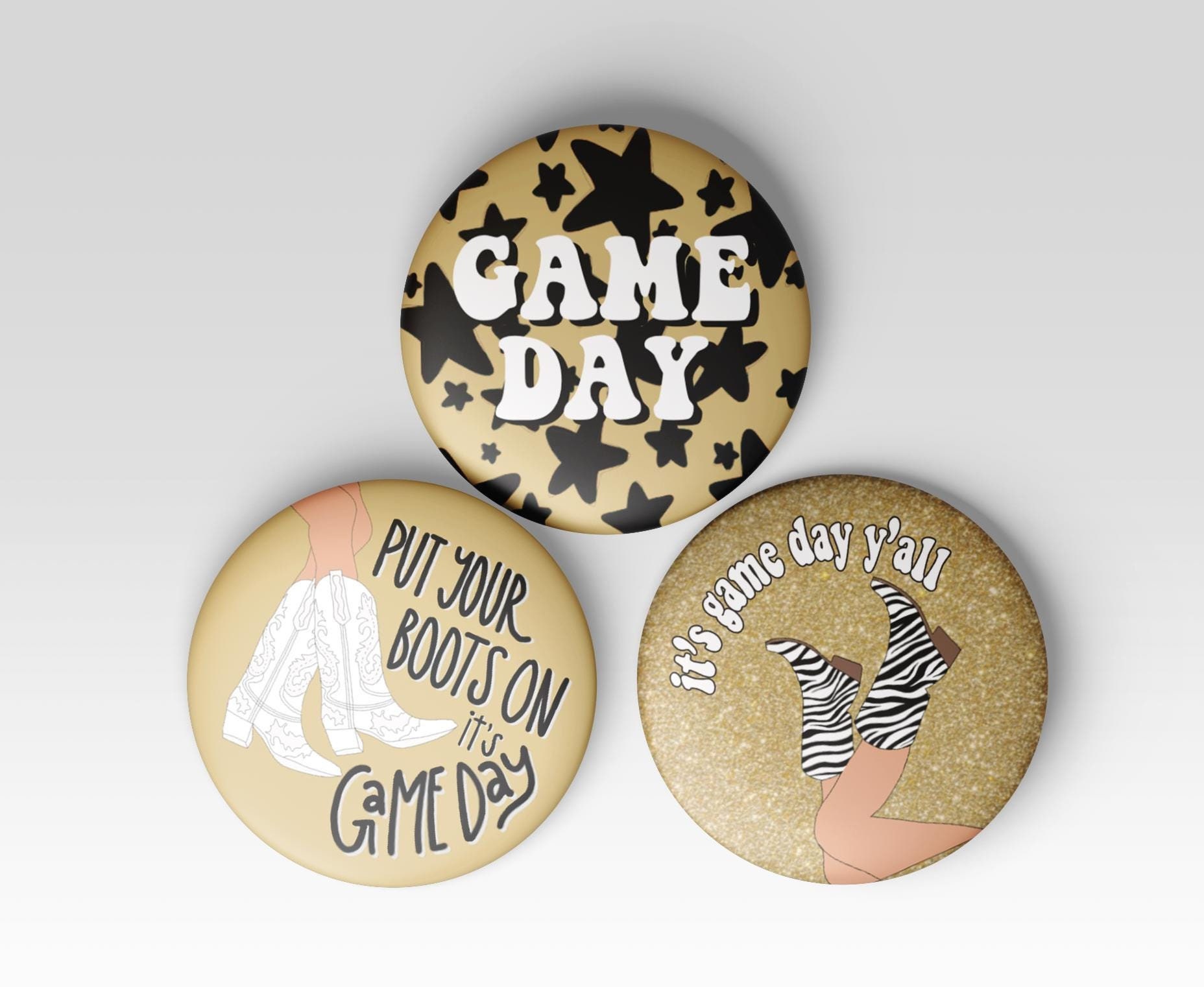 Gold Game Day Tailgate Buttons | Game Day Pins | College Football ...